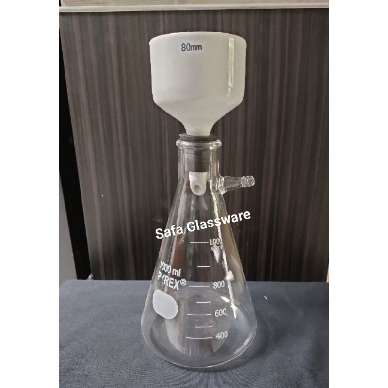 Jual Filtering Flask Labu Hisap 1000ml Pyrex With Corong Buchner 80mm ...
