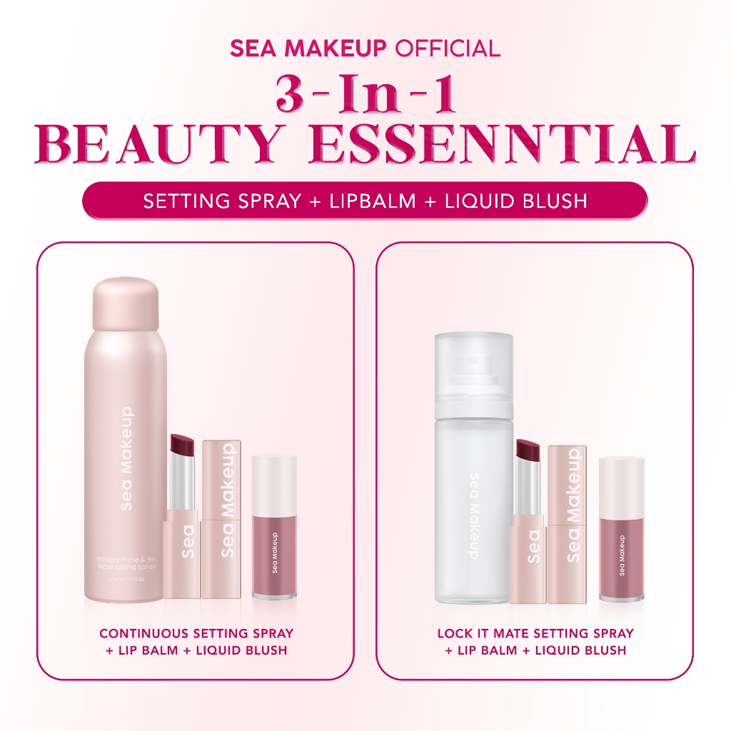 Jual Sea Makeup 3in1 Beauty Essentials - Setting Spray+Lip Balm+Liquid ...