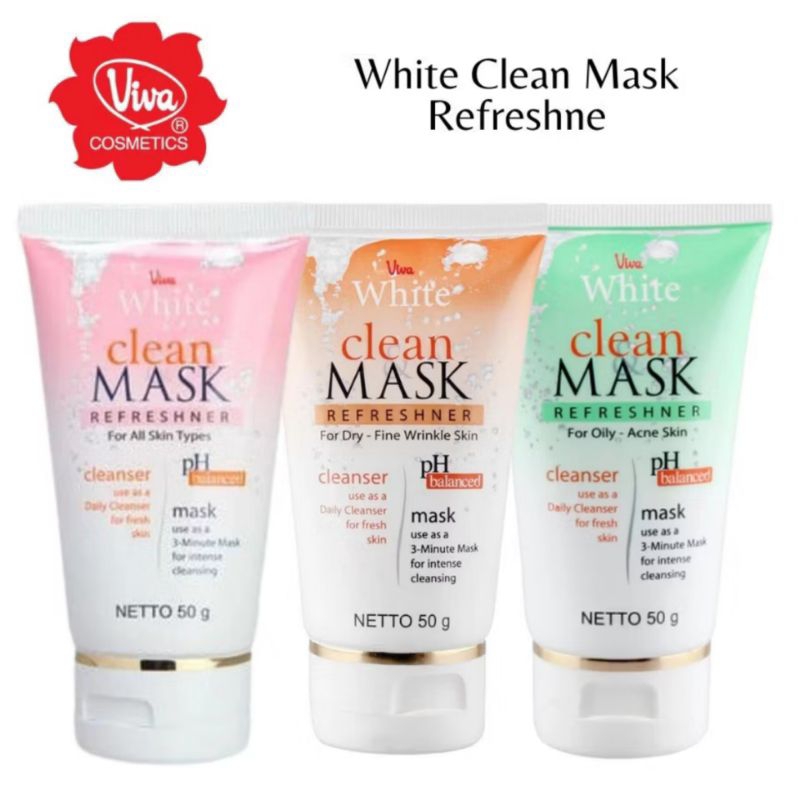 Jual Viva White Clean Mask Refreshner Face Cleanser / Masker 50 gr ...