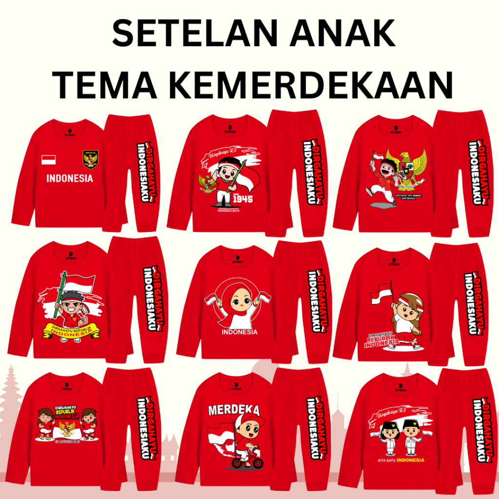 Jual Baju Tidur Kaos Setelan Panjang Kemerdekaan Dirgahayu Hut Ke 80 Indonesia Anak Laki Laki 1 ...