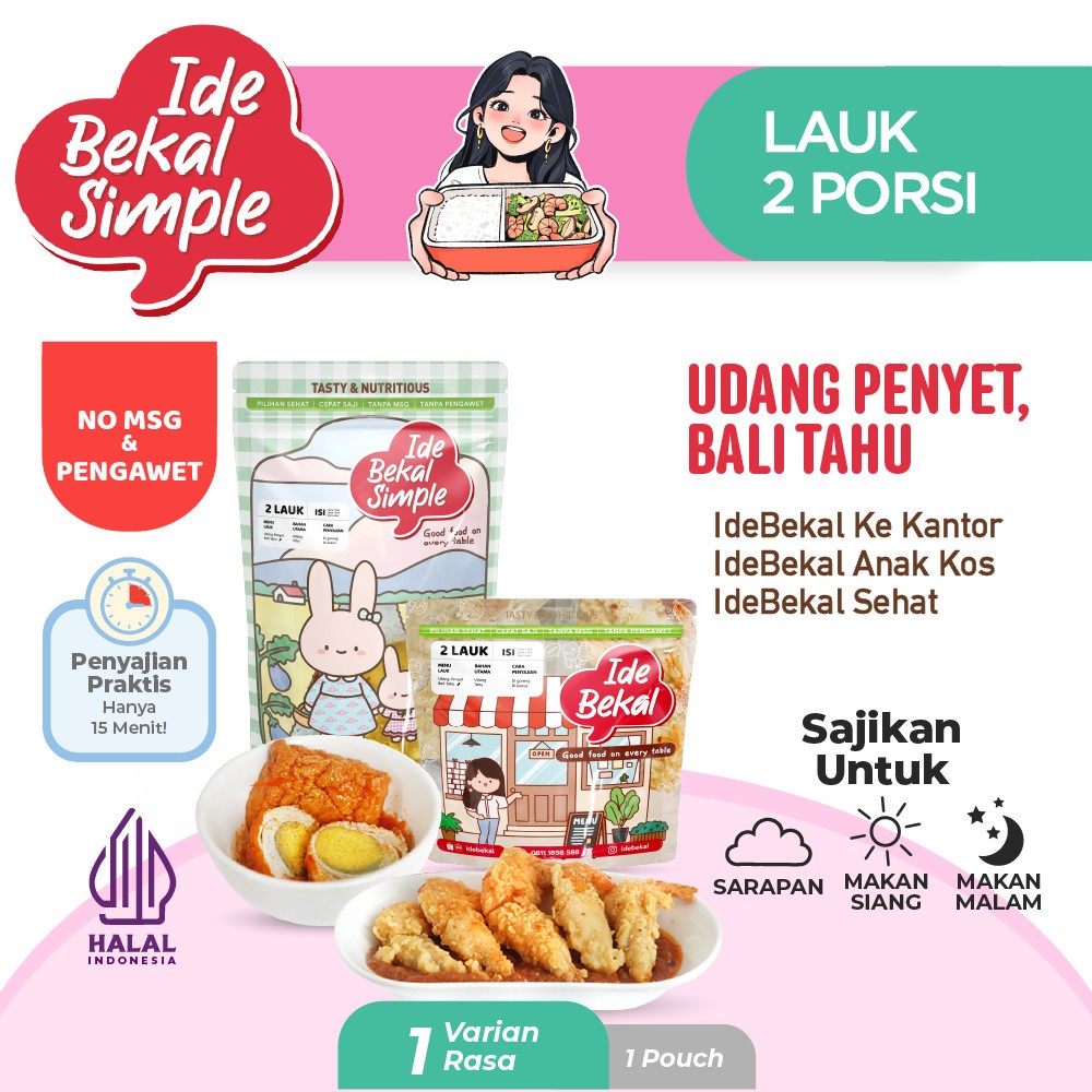 Jual Idebekal Simple Udang Penyet & Bali Tahu Telur / Menu Family 2 ...