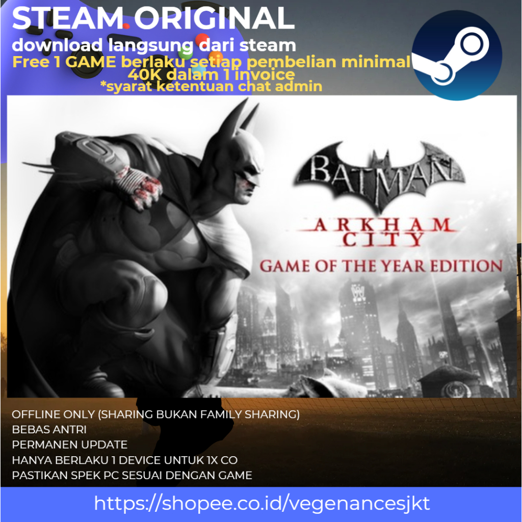 Jual Batman Arkham City GOTY PC Game Sharing Original + Latest Update ...