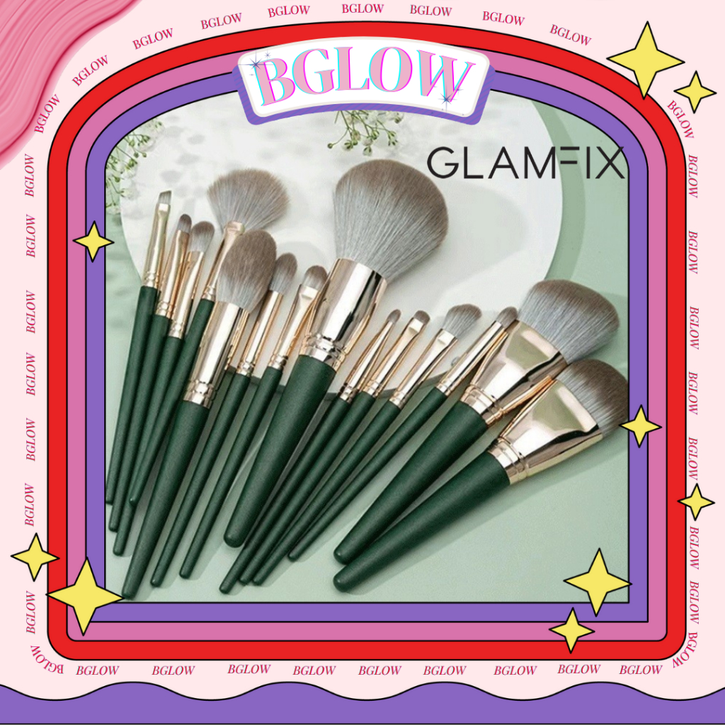 Jual GLAMFIX EMERALD GREEN BRUSH 14 SET KUAS MAKEUP EYESHADOW BLUSH ...