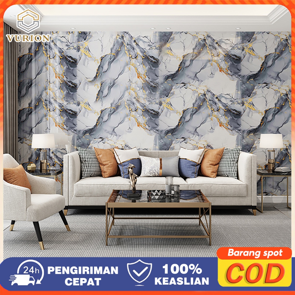 Jual VURION 120x 280cm Wallpaper dinding Vinyl Marble Tebal 3 mm ...