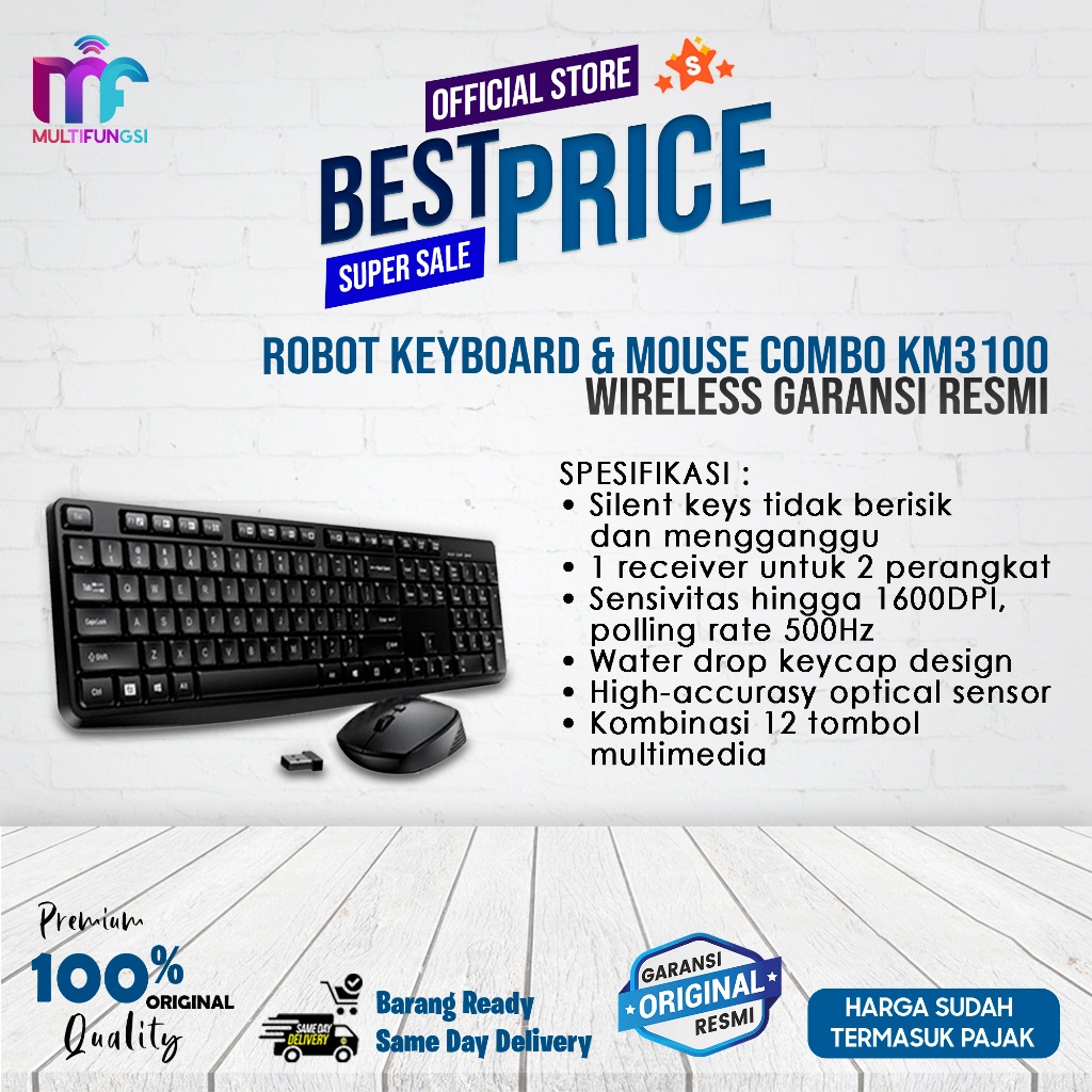 Jual Robot Keyboard & Mouse Combo KM3100 Wireless Garansi Resmi ...