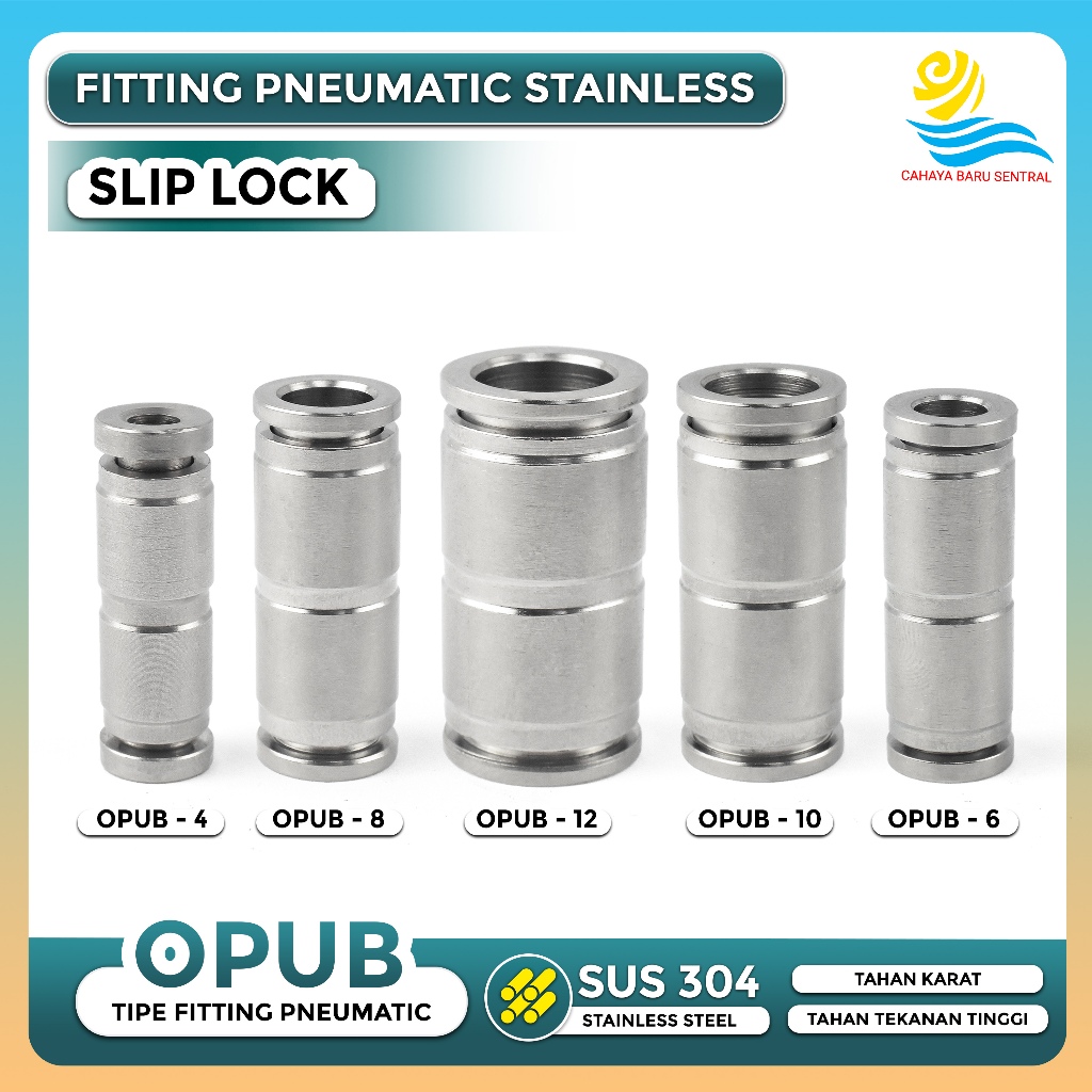 Jual OPUB Fitting Lurus Metal Pneumatic Slip Lock Selang 4,6,8,10,12MM ...