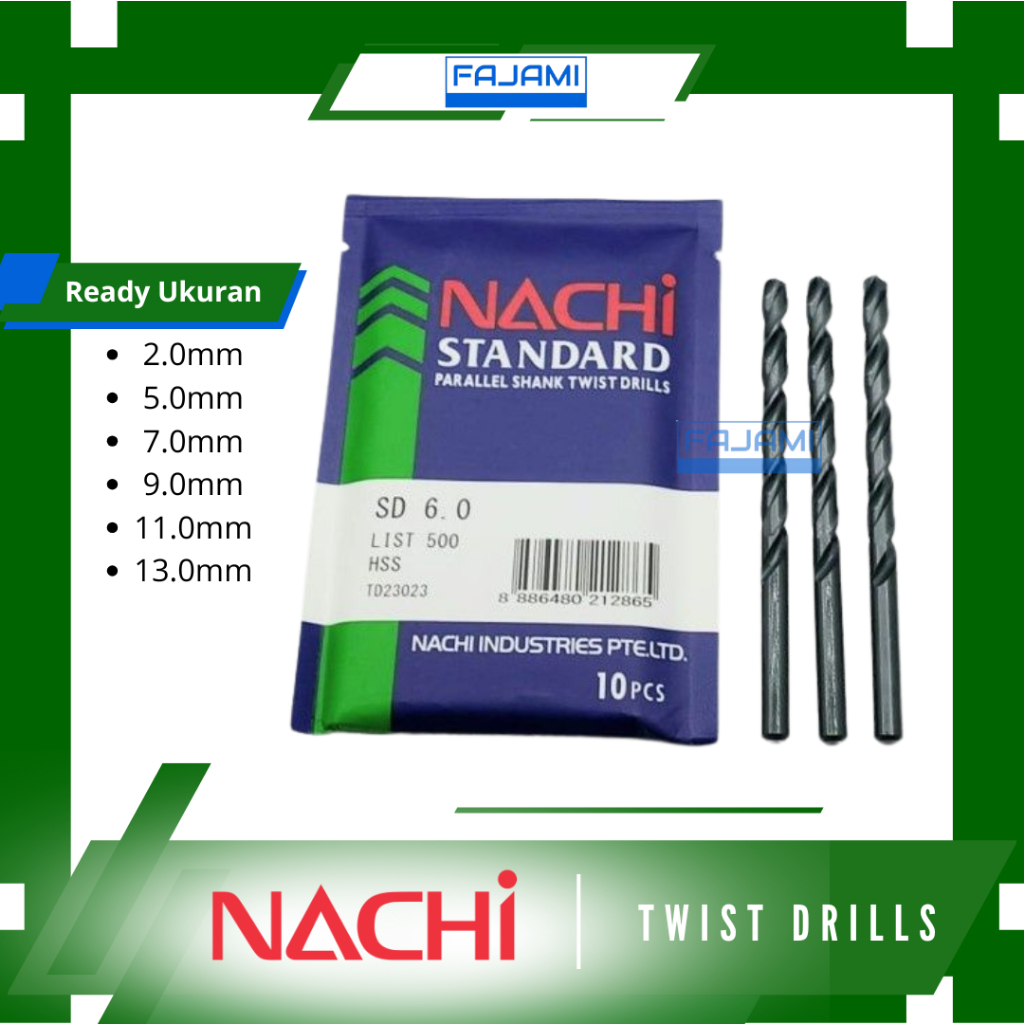 Jual Mata Bor Besi Nachi 5mm/9mm/13mm/11mm/7mm/ NACHI HSS Drill Original | Shopee Indonesia