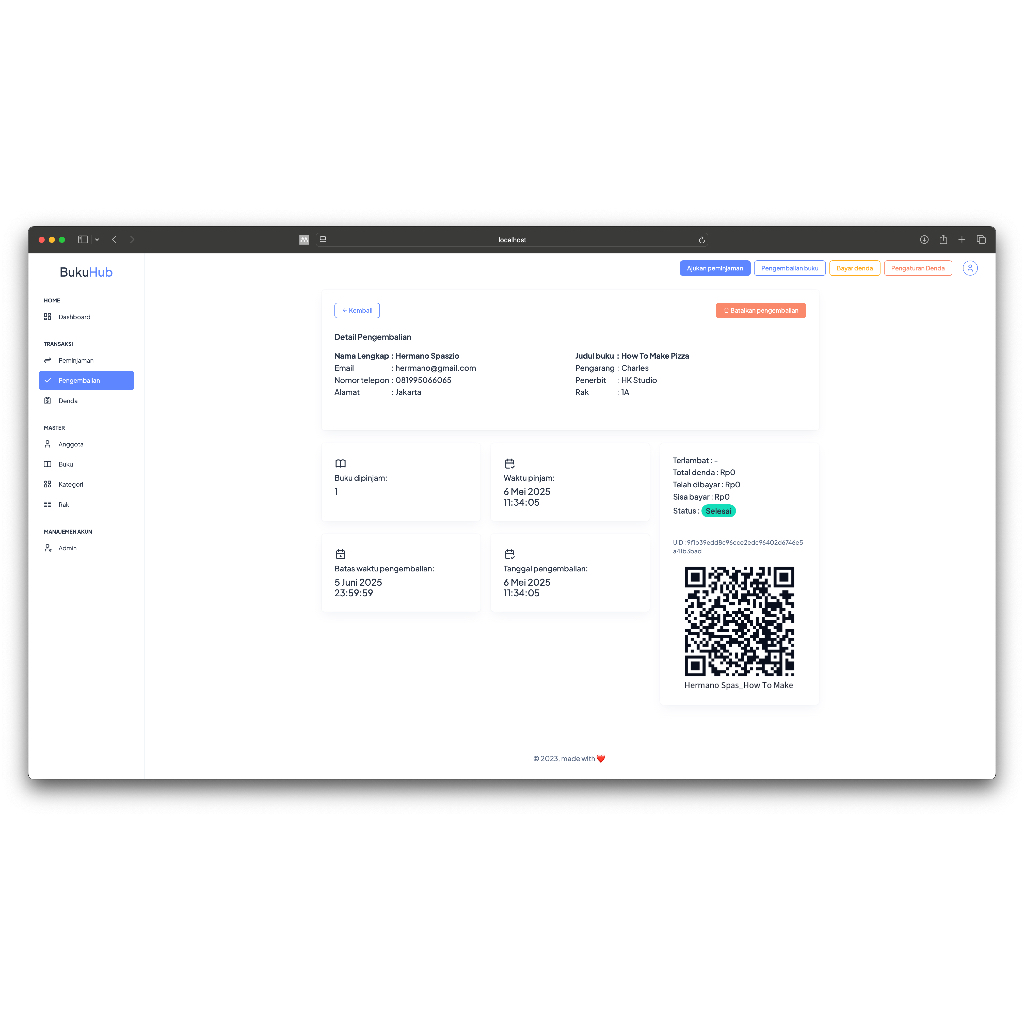 Jual Sistem Peminjaman Buku Perpustakaan Berbasis WEB dengan Fitur QR ...