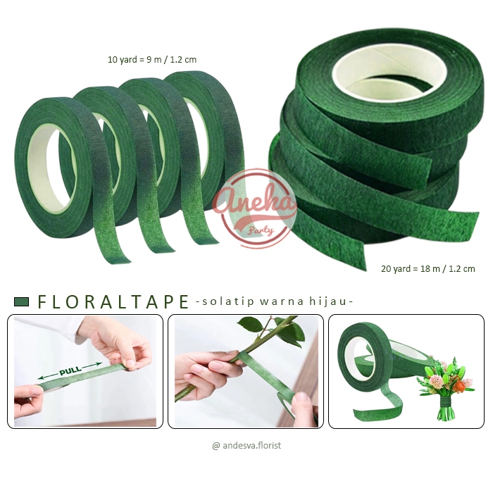 Jual Floral Tape Hijau / Solatip batang Daun bunga / Isolasi lem ...