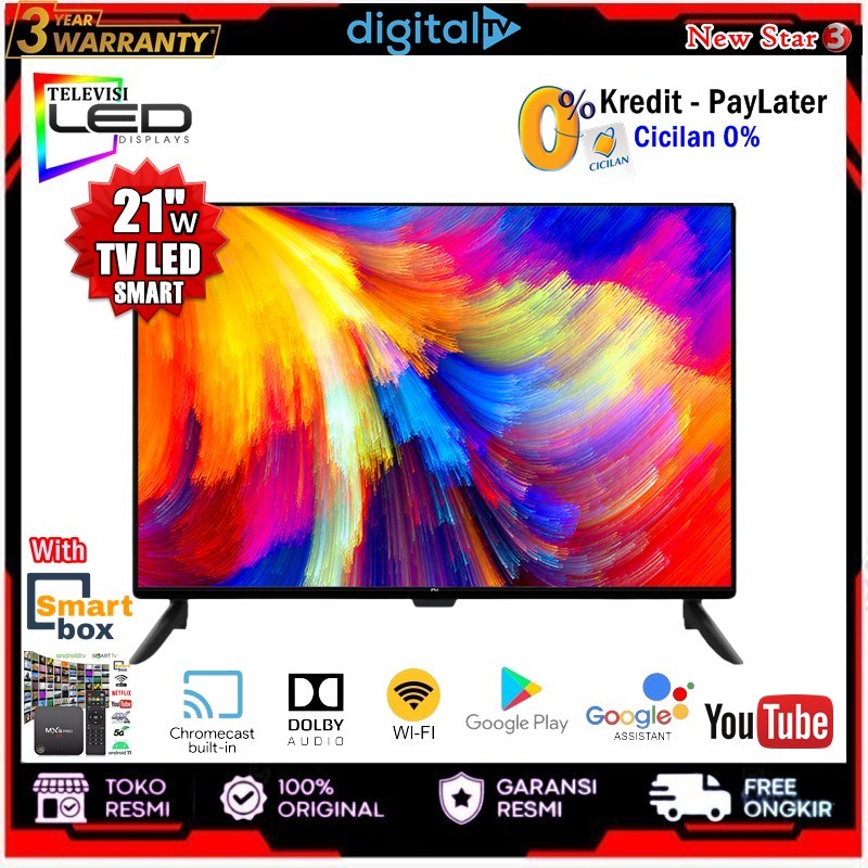 Jual SMART ANDROID LED TV 21 INCH HD DIGITAL TELEVISI GARANSI RESMI 3 ...