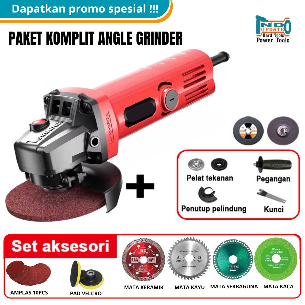Jual PAKET KOMPLIT 20 Pcs Mesin Gerinda Tangan Listrik Angle Grinder 4 ...