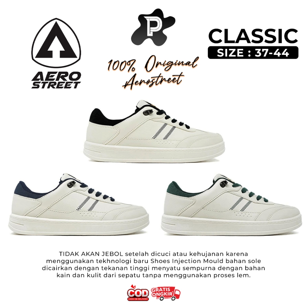 Jual Aerostreet 37-44 Classic 2.0 Low Putih Hitam / Putih Navy / Putih ...