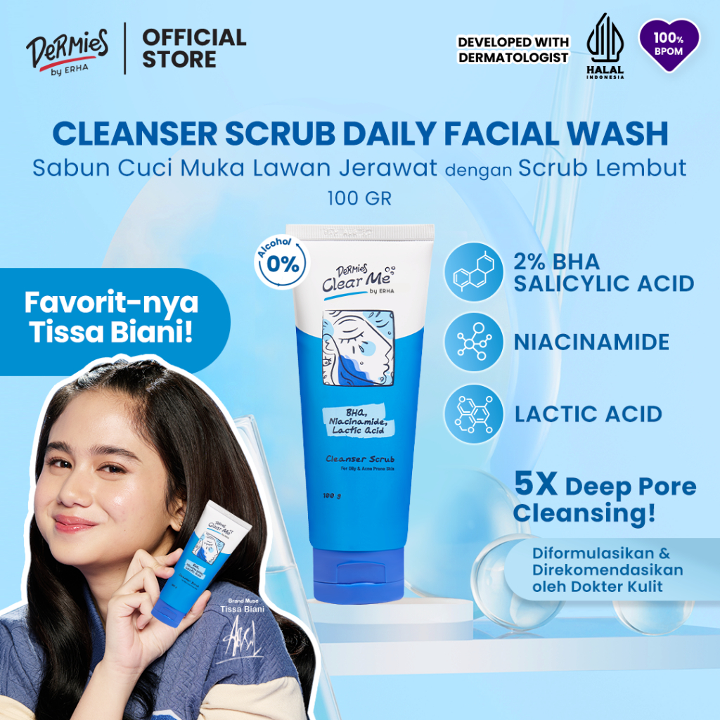 Jual DERMIES Clear Me by ERHA Cleanser Scrub - Sabun Cuci Muka dengan ...
