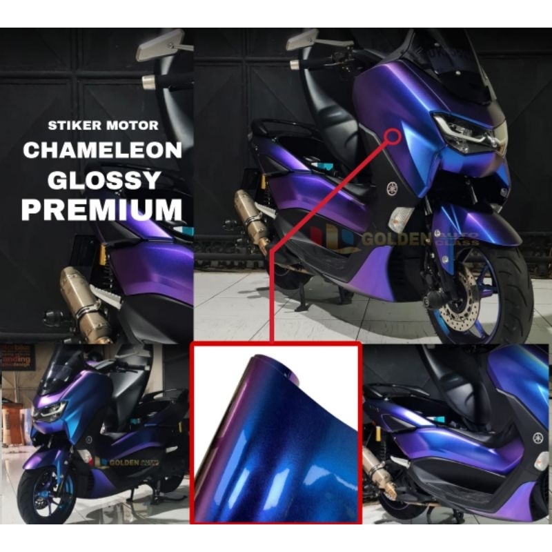 Jual Stiker skotlet motor chameleon glossy sticker biru mettalik hijau ...