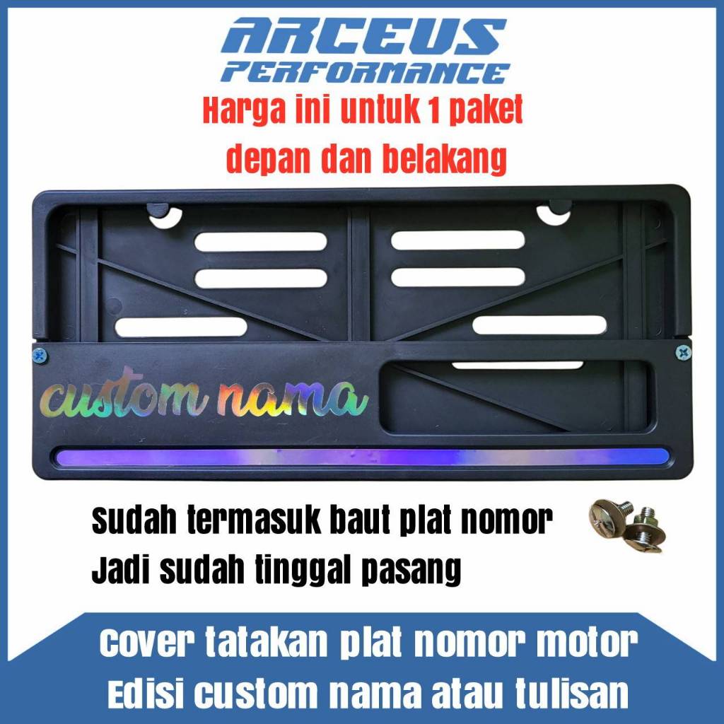 Jual Cover tempat plat nomor motor dengan list hologram dan tulisan ...