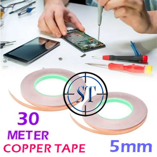 Jual 1 Roll 5mm Copper Tape Foil Isolasi Solatip Tembaga Jalur PCB Mod ...