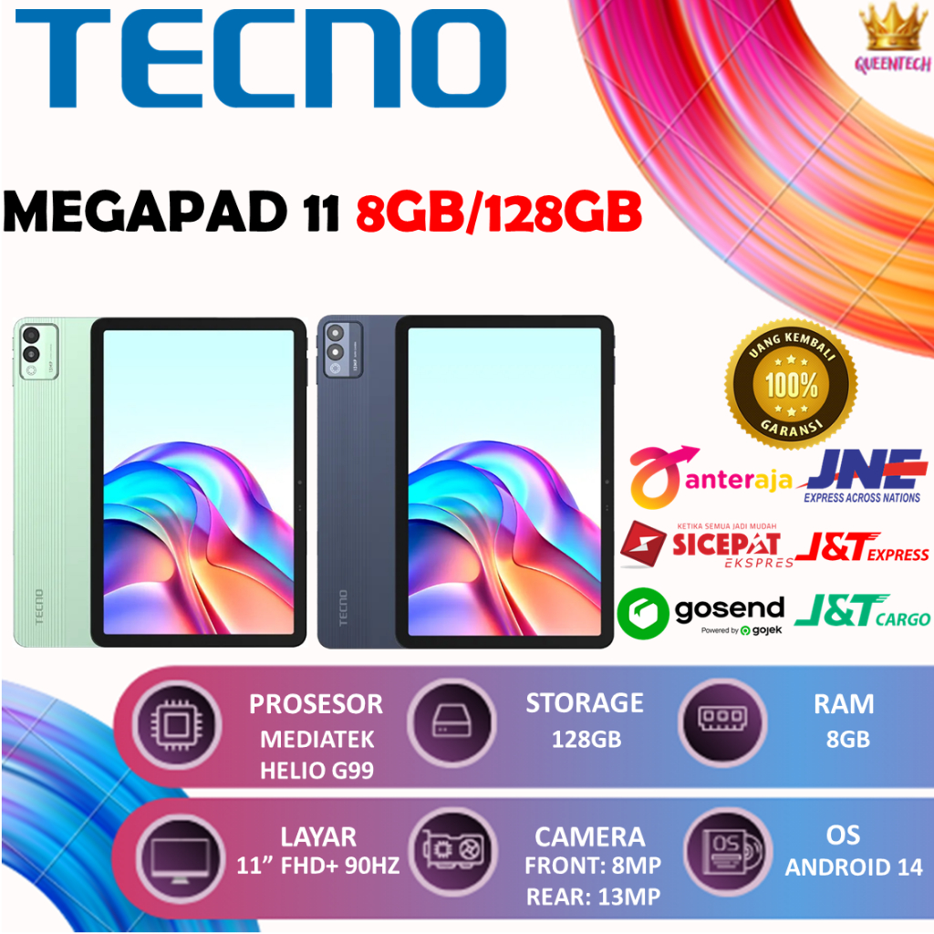 Jual Tablet Android Tecno Megapad 11 4G LTE Free Flip Cover [8GB/128GB ...