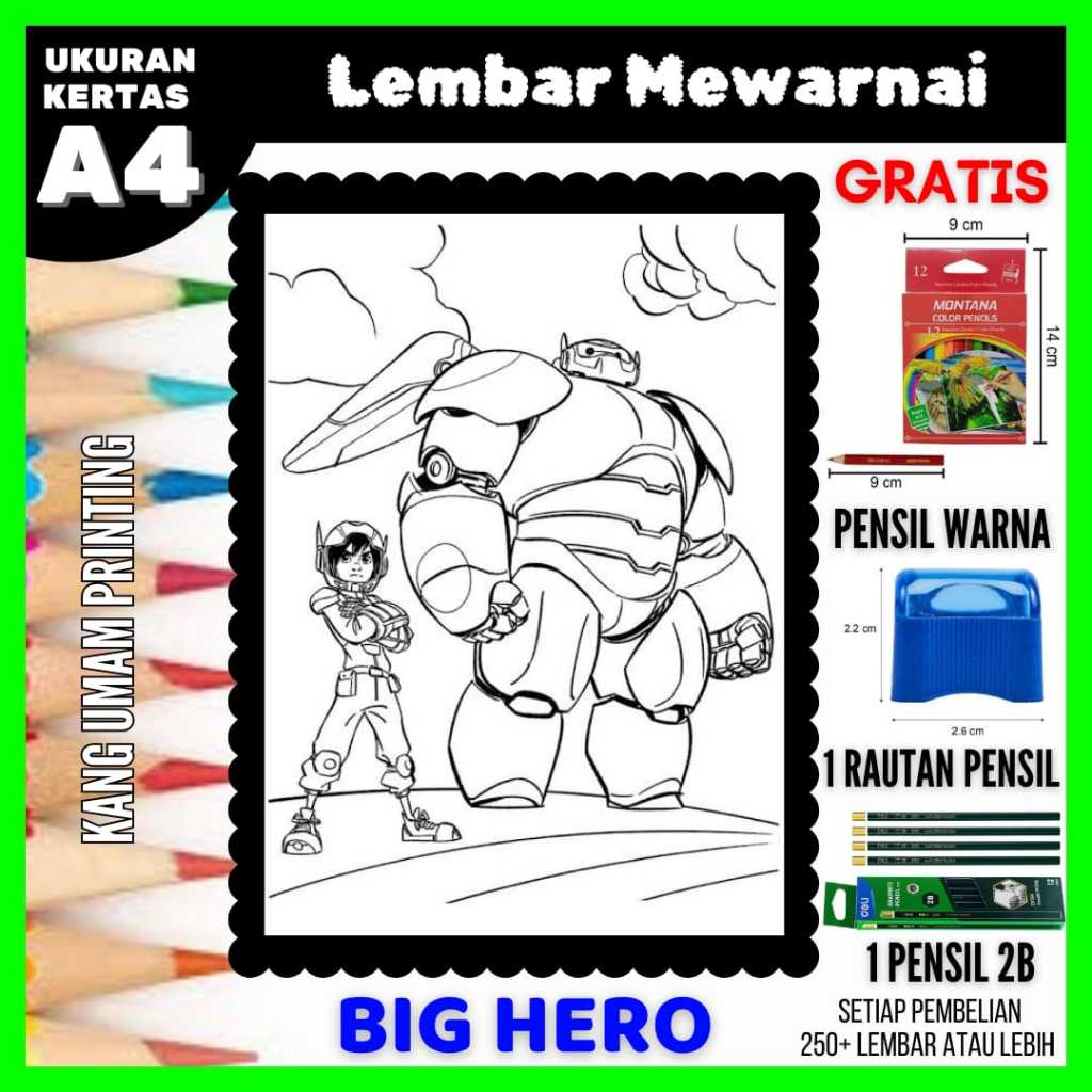 Jual Lembar Mewarnai Gambar Big Hero / Baymax Untuk Semua Usia Bagian ...