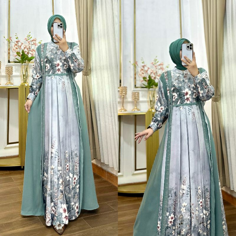 Jual gamis modern gamis motif terbaru manik swarovsky simple elegant ...