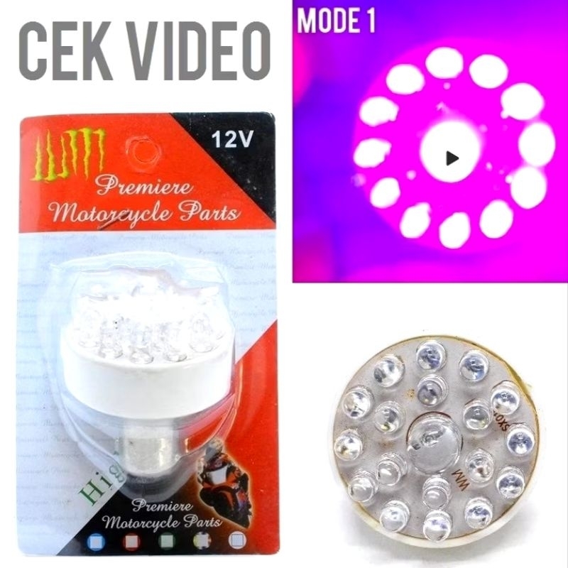 Jual LED REM PUTAR 19 MATA Strobo 2 Mode Kedip Flash Lampu Stop Belakang Motor DC 12V 12 Volt ...