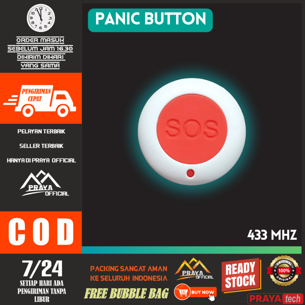 Jual 433 mhz Panic button Sos button tombol darurat wireless 433mhz ...