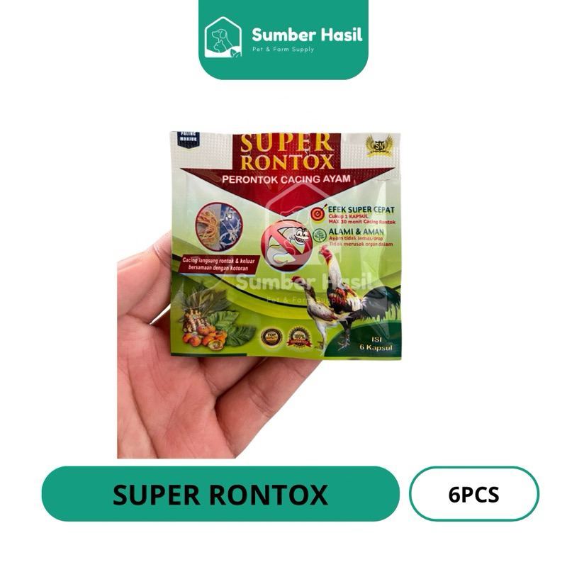 Jual SUPER RONTOX PERONTOK CACING AYAM SACHET ISI 6 KAPSUL EFEK SUPER ...