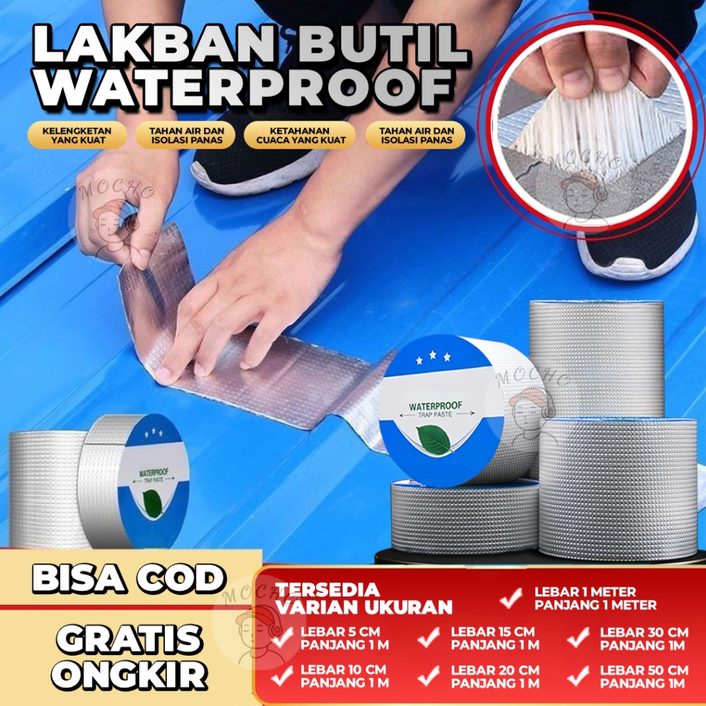 Jual Mochoe COD Lakban Aluminium Anti Bocor 5M 10M Lem Anti Air Alumunium Foil Butyl Super ...