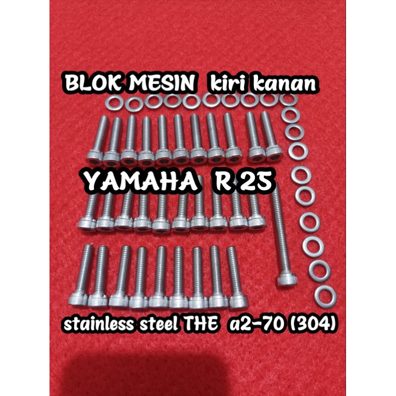 Jual baut blok bak mesin R 25 set YAMAHA r25 stainless L | Shopee Indonesia