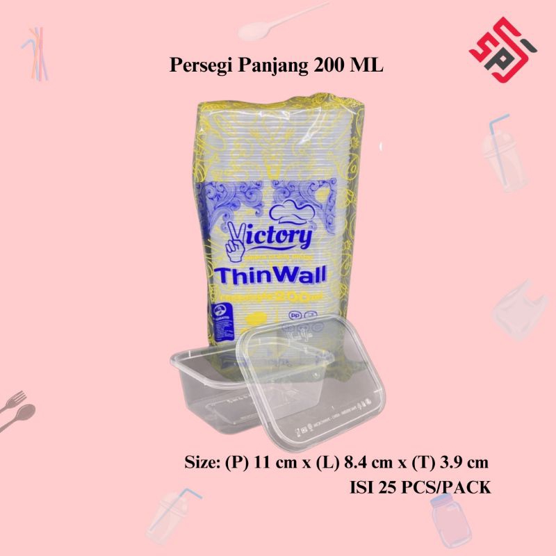 Jual Thinwall victory rect /persegi panjang 200ml isi 25 pcs | Shopee Indonesia