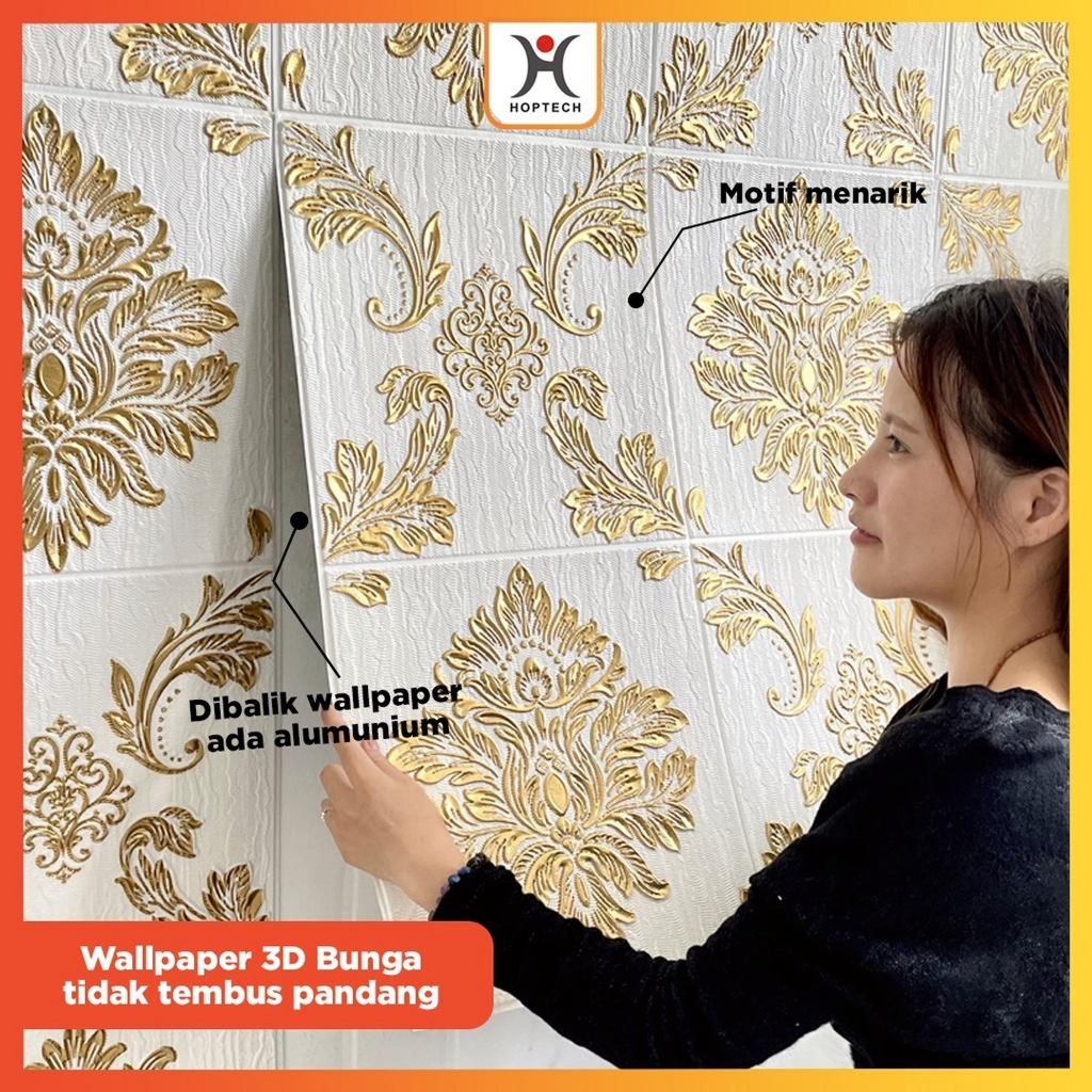 Jual Hoptech - Wallpaper Dinding 3D Foam Motif Batik Bunga | Wallfoam ...