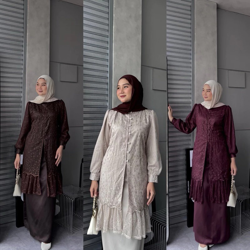 Jual SAFWA SET (TUNIK DAN ROK) ONESET SILK MIX BRUKAT CHANTILY BAJU ...