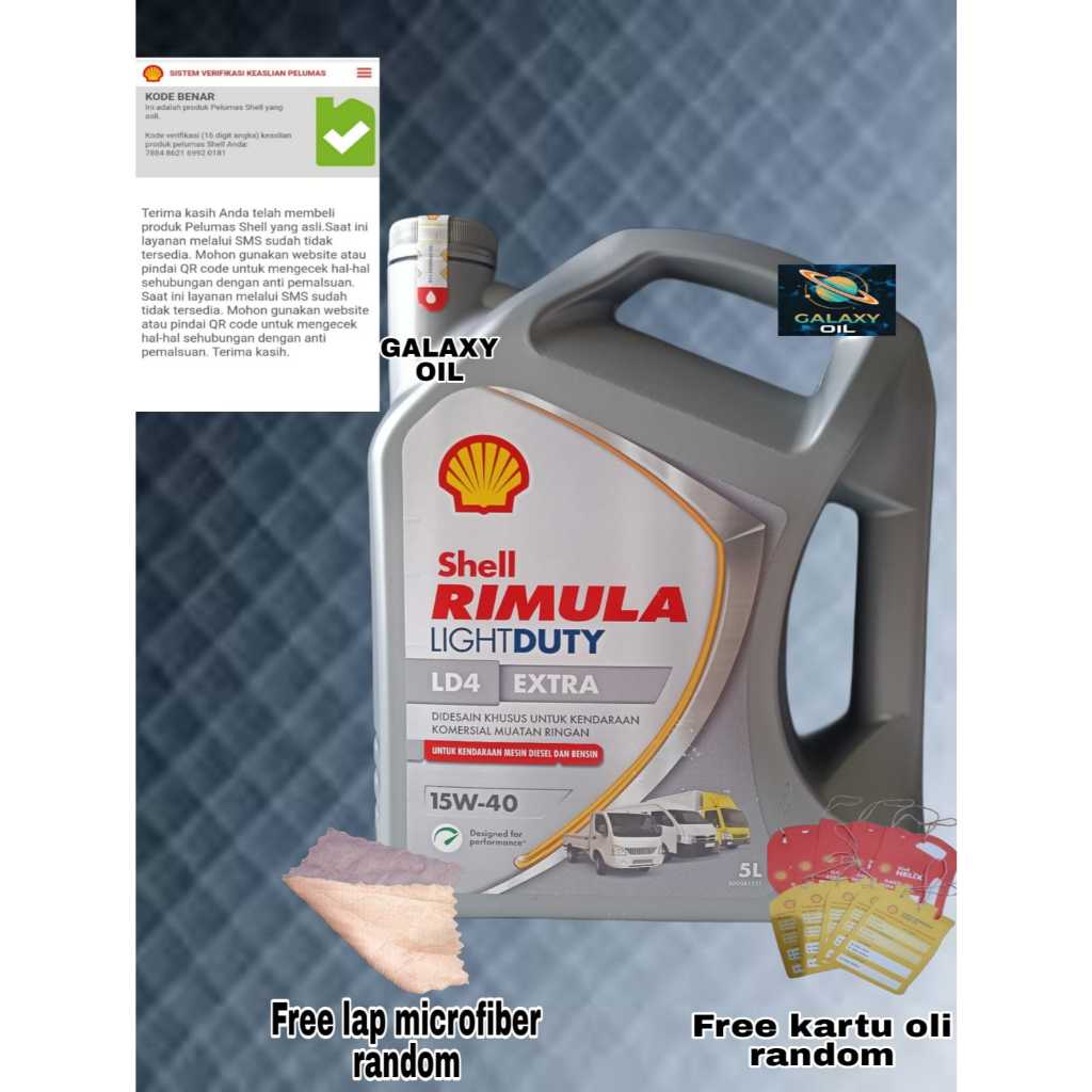 Jual OLI MESIN MOBIL DIESEL SHELL RIMULA LD4 LD 4 EXTRA DUTY 15W-40 5 ...