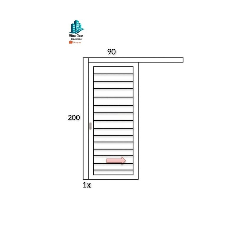 Jual pintu sliding aluminium Alexindo L90 x T200 pesanan khusus request ...