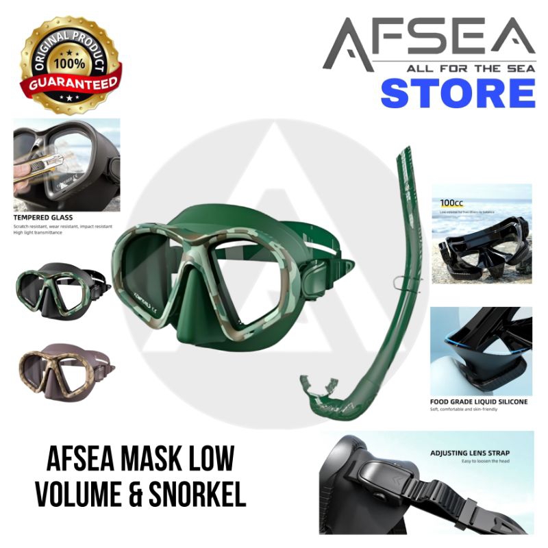 Jual MASKER SELAM LOW VOLUME CAMO & SNORKEL LOW PROFIL UNTUK FREEDIVING ...