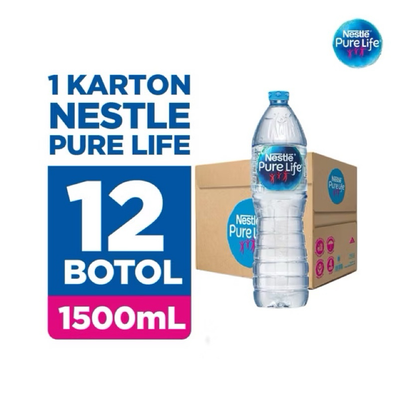 Jual NESTLE PURE LIFE 12 BOTOL 1500ML 1.5 LITER 1 KARTON ISI 12 BOTOL ...