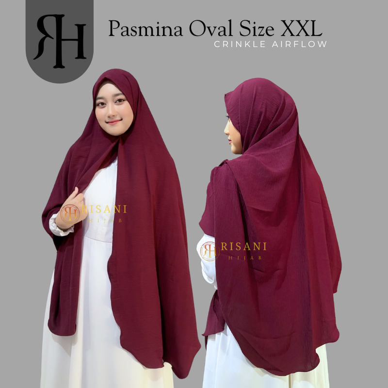 Jual Hijab Pashmina Oval Jumbo Crinkle Airflow Syari 200x110cm Size XXL | Shopee Indonesia