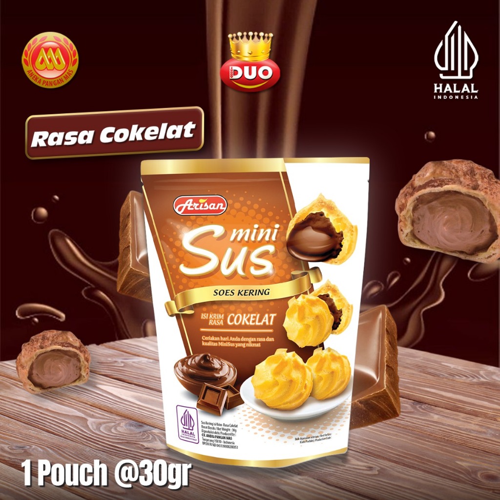 Jual DUO Arisan mini sus kue sus kering isi krim cokelat (1 Karton x 30 ...