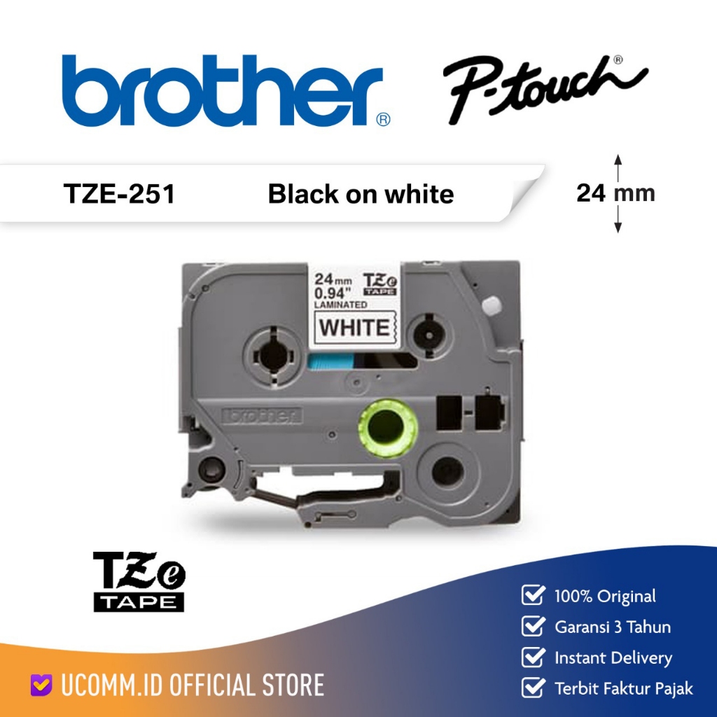 Jual BROTHER Label Tape TZE-251 24mm Black On White TZe251 TZe 251 ...