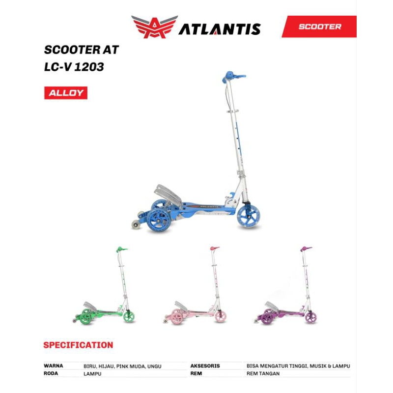 Jual Skuter Injak Pedal Atlantis AT LC-V 1203 Scooter Otoped Anak ...