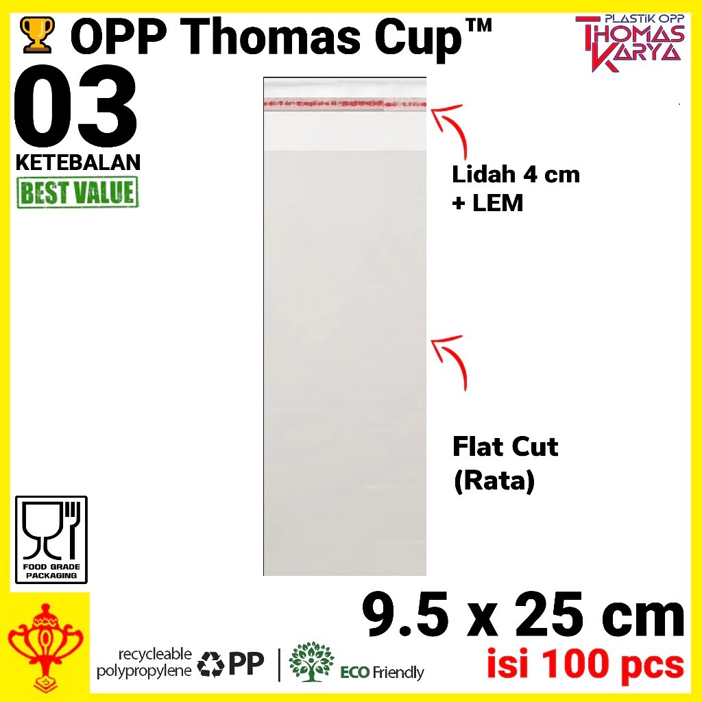 Jual Plastik OPP 9,5x25 TEBAL Ekonomis | Isi 100 | Kantong Bening | Kemasan Dupa | Kemasan Set ...