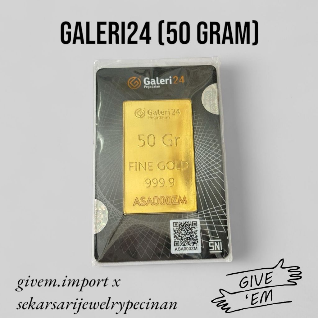 Jual 50 Gram LM Logam Mulia Emas Batangan GALERI 24 PEGADAIAN Press SNI ...