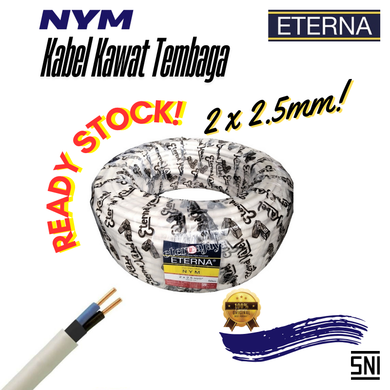 Jual Kabel ETERNA NYM 2x2,5 mm Putih Kawat Tembaga 50 Meter | Shopee Indonesia