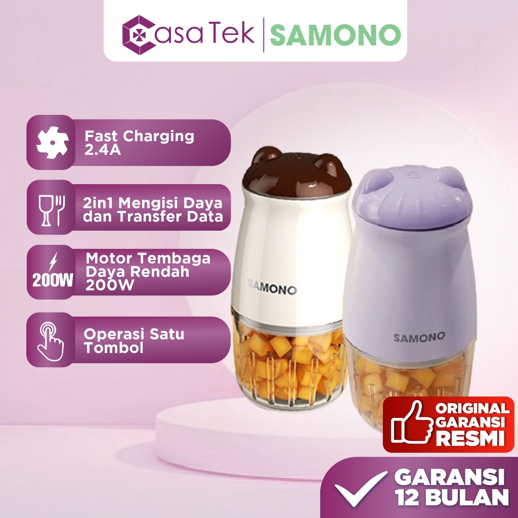 Jual SAMONO Mini Chopper MPASI 8 Mata Pisau Stainless Bowl Kaca 300ml ...