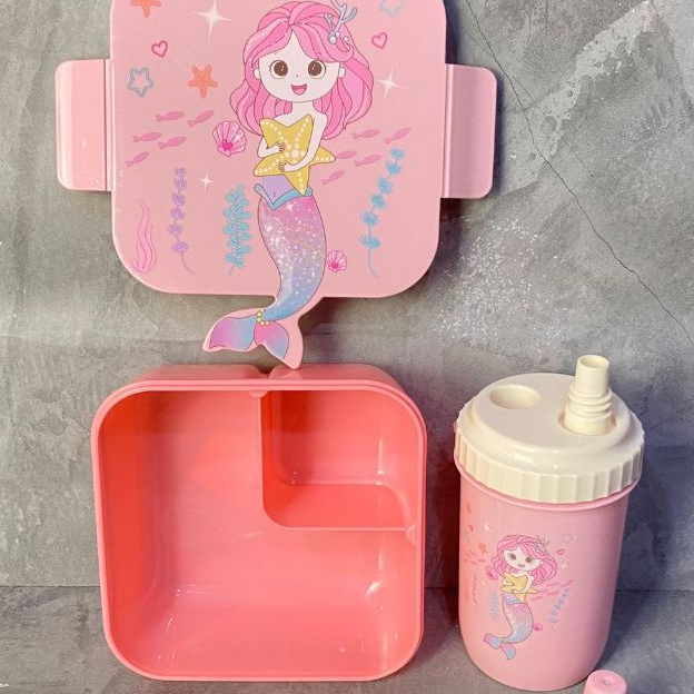 Jual Satu Set Kotak Bekal 2 Sekat Lengkap Botol Minum | Shopee Indonesia