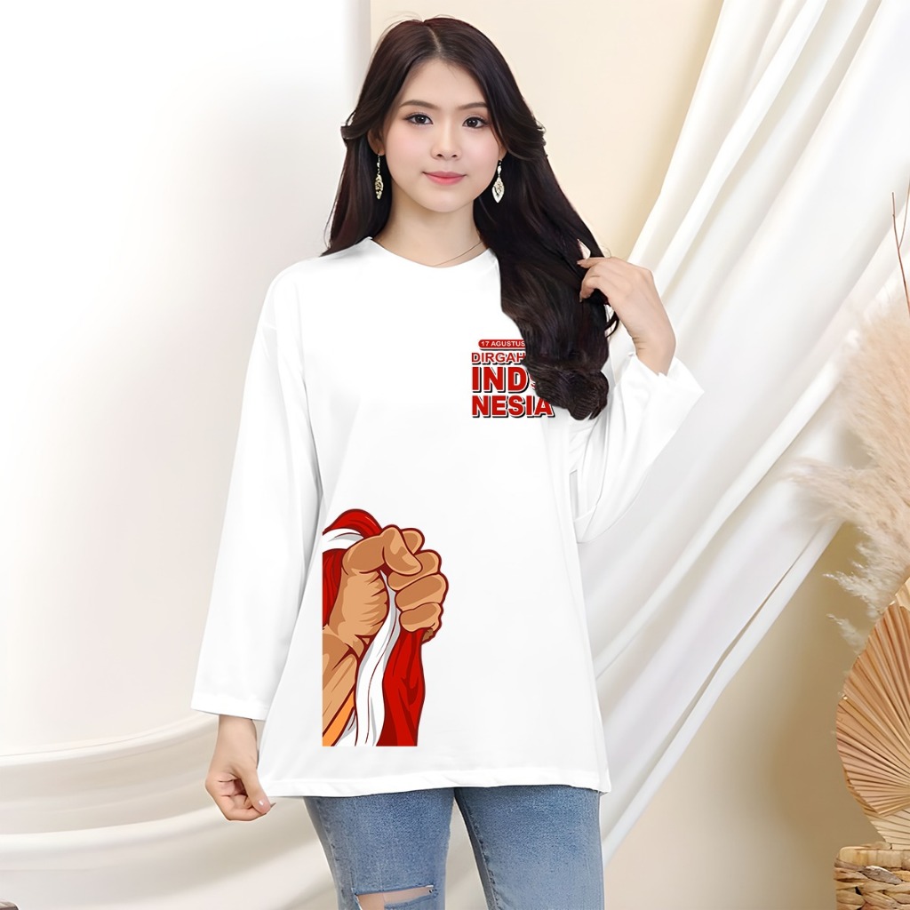 Jual Kaos Oversize Lengan Panjang Dewasa 17 Agustus/Kaos HUT RI Kemerdekaan Indonesia Garuda ...