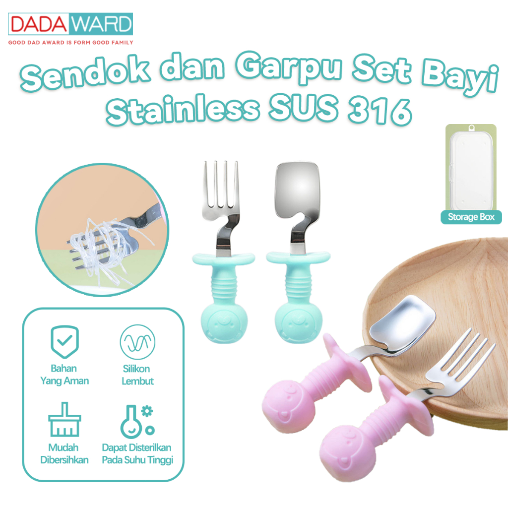 Jual DADAWARD Sendok Bayi Stainless SUS 316 Alat Makan Set Sendok Garpu ...
