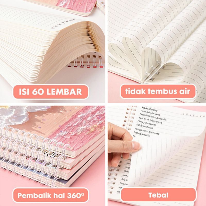Jual Notebook Aestetik buku diary 60 halaman Buku Catatan Buku Tulis A5 ...
