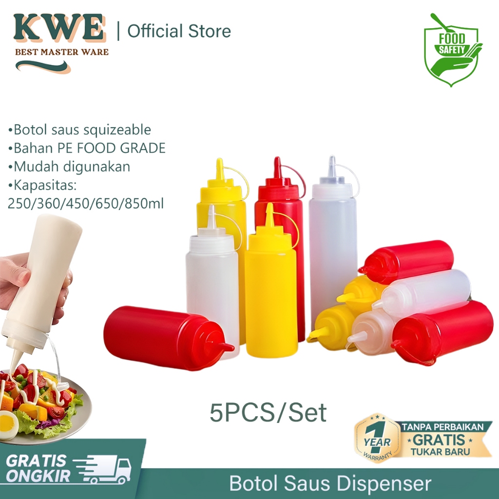 Jual KWE Botol Saus Tebal 5PCS Botol Kecap Angka Takaran Serbaguna ...