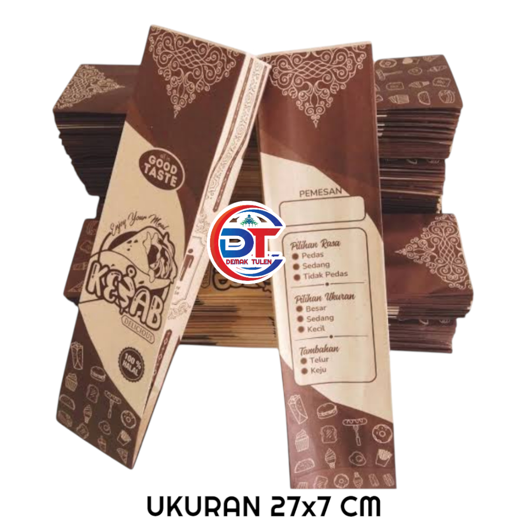 Jual 50 Pcs Bungkus Kebab paper Craft Ukuran 27x7 cm Bungkus Kebab ...