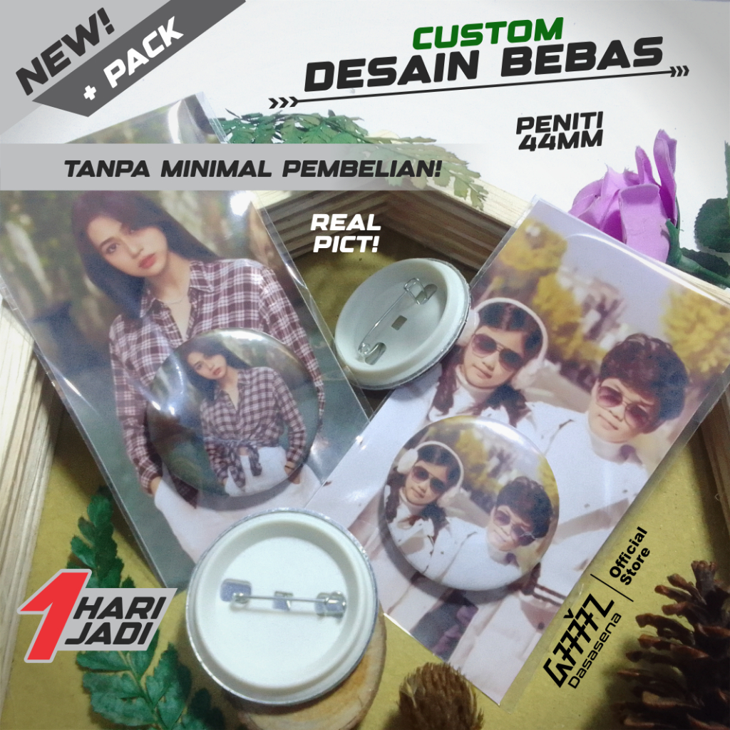 Jual Cetak Peniti Pin 44mm Bros Custom Foto + Packing | Shopee Indonesia